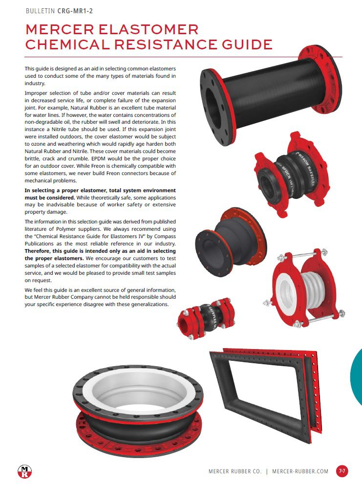 Mercer Elastomer Chemical Resistance Guide - Bulletin | Mercer Rubber