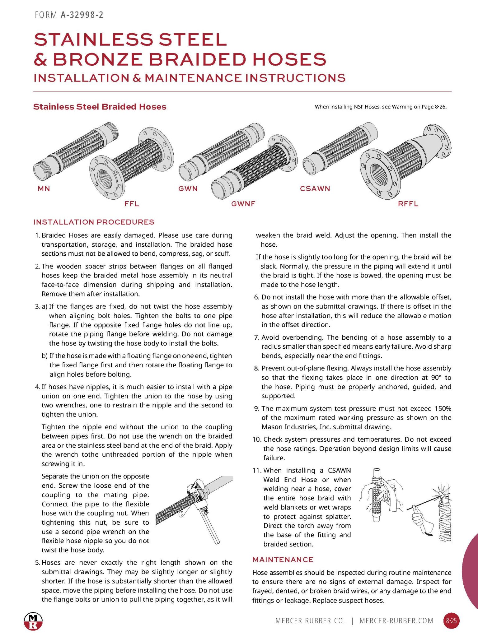 8.3 Stainless Steel and Bronze Braided Hoses - Installation and ...