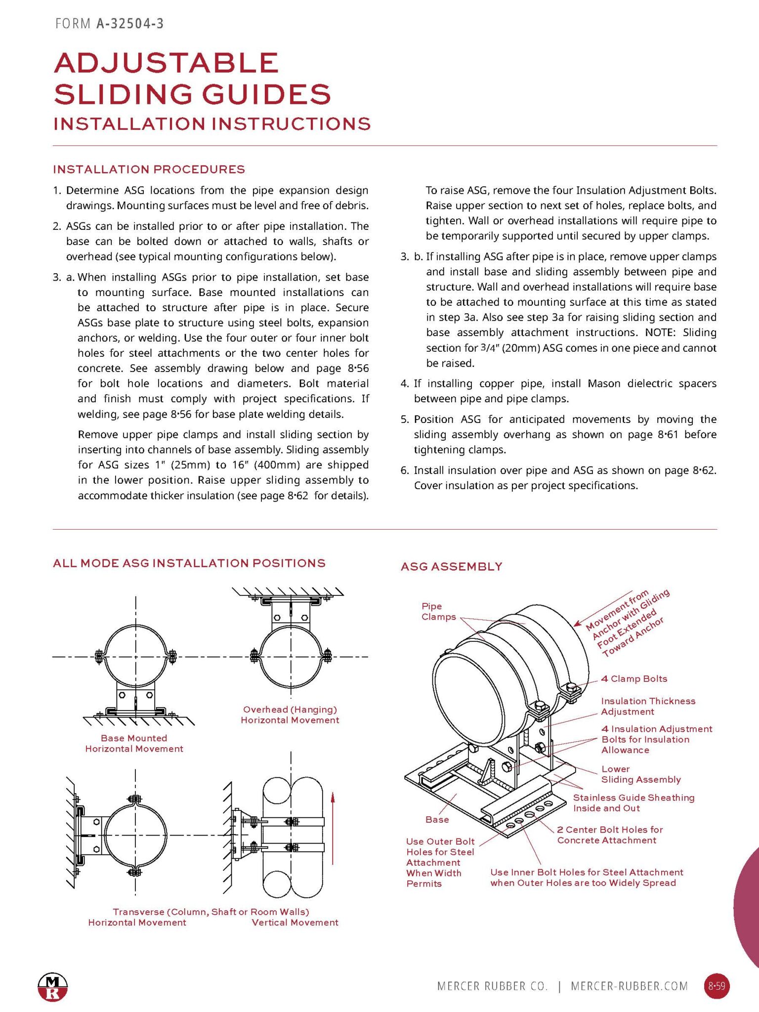 8.9 Adjustable Sliding Guides - Installation Instructions | Mercer Rubber