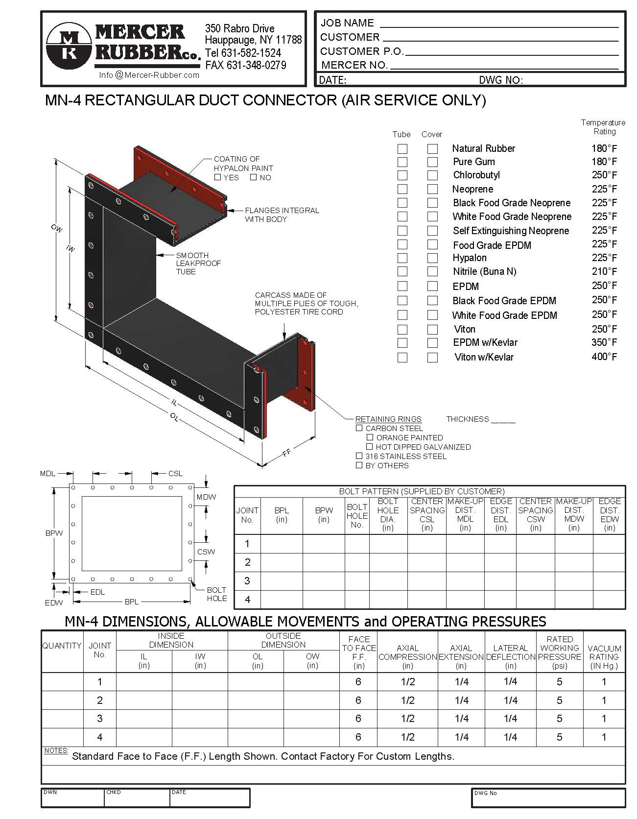 Style MN-4 - Submittal | Mercer Rubber