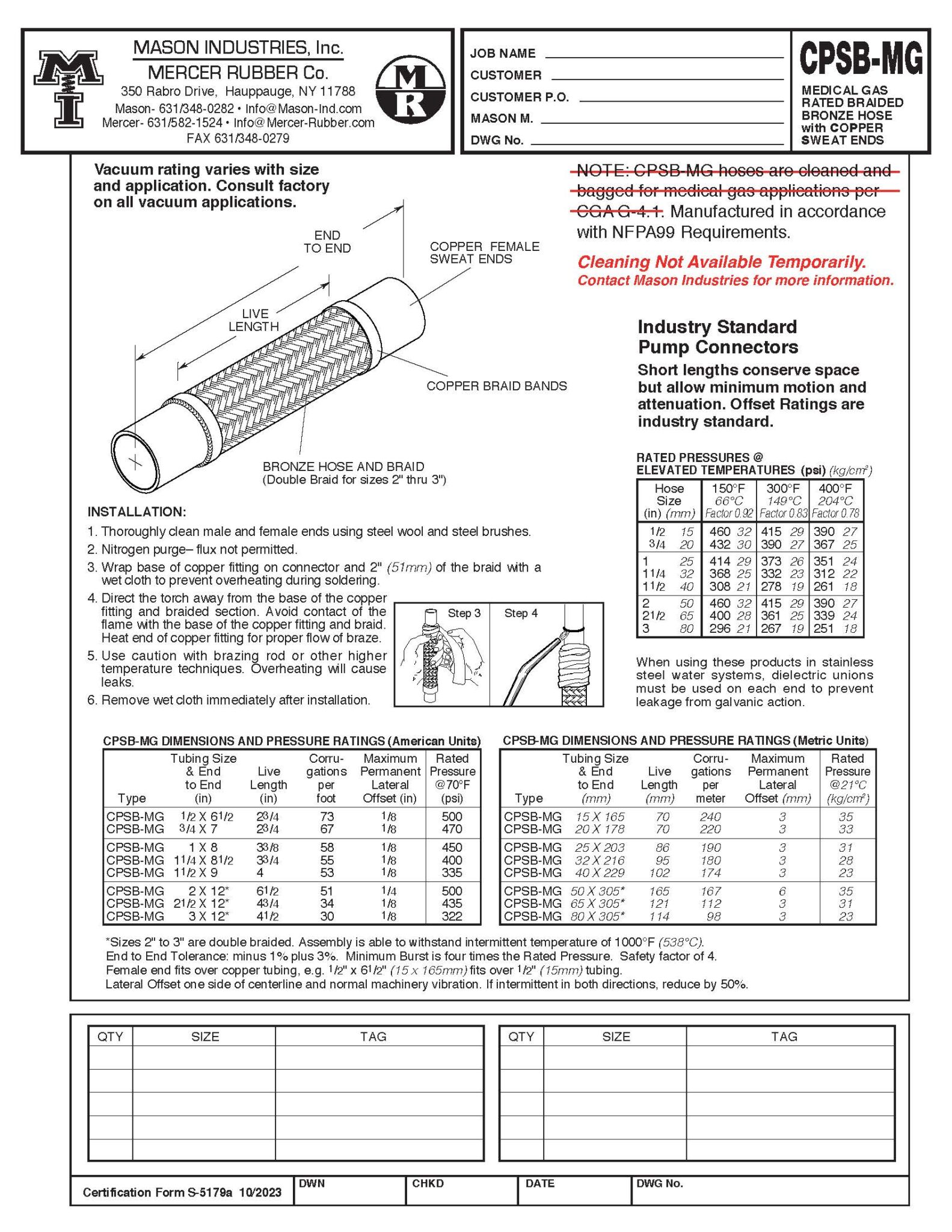 Style CPSB-MG - Submittal | Mercer Rubber